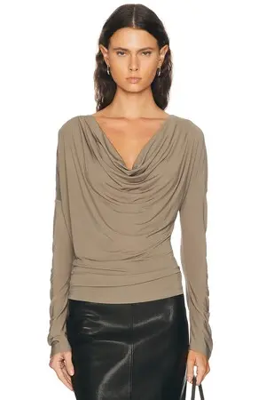Helmut Lang Cowl Long Sleeve Top