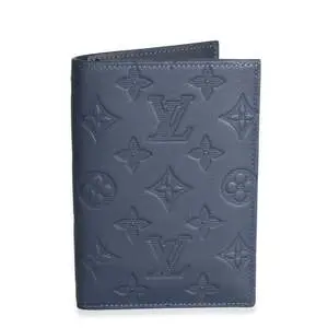LOUIS VUITTON Dark Calfskin Monogram Shadow Passport Cover - Blue