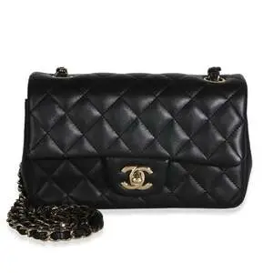 CHANEL Black Quilted Lambskin Mini Rectangular Flap Bag