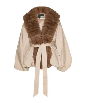 ROTATE BY BIRGER CHRISTENSEN Faux Fur Collar Jacket - Nude