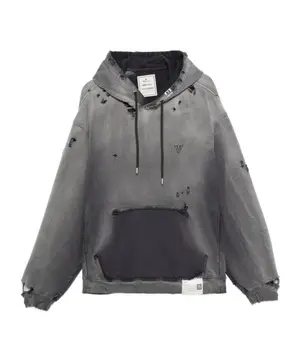 Mihara Yasuhiro Distressed Drawstring Hoodie - Black