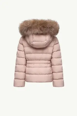 Moncler Boedette Hooded Shearling-trimmed Down Jacket