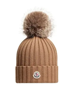 Moncler Wool Beanie With Pom Pom - Beige