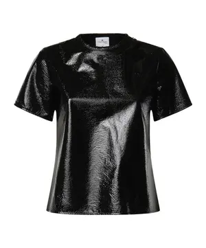 COURREGES Courrèges Vinyl-effect Short-sleeved Top - Black