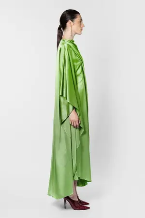 ROKSANDA Green Asytmetric Draped Silk Hiba Dress