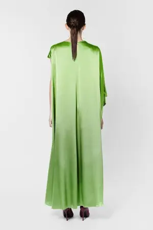 ROKSANDA Green Asytmetric Draped Silk Hiba Dress