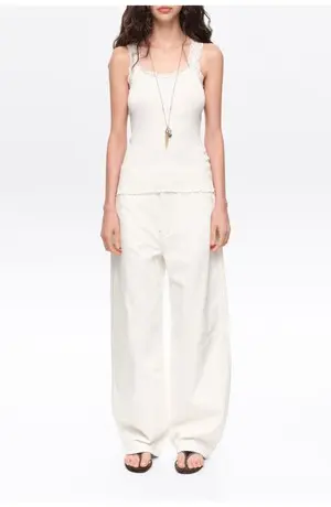 Bimba Y Lola Denim Barrel Leg Trousers With 5-pockets - White