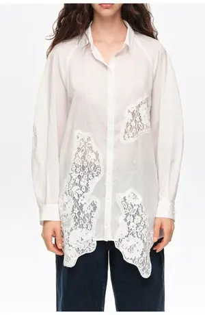 Bimba Y Lola Lace Hem T-shirt - Ivory