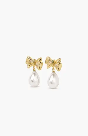 YOJ Bow Pearl Earrings Drop Earrings