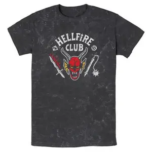 STRANGER THINGS Hellfire Club Costume Short Sleeve Graphic T-shirt - Black