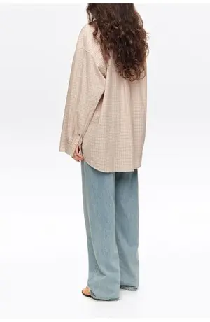 Bimba Y Lola Checked Oversize Low-cut Shirt