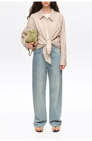 Bimba Y Lola Checked Oversize Low-cut Shirt