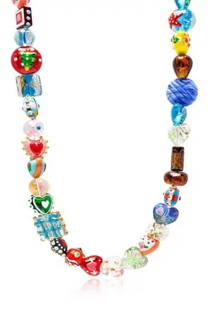 NIALAYA JEWELRY Beaded Charm Necklace With Glass Beads