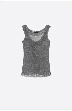 Bimba Y Lola Metallic Openwork Fitted Top