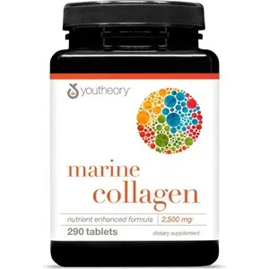 YOUTHEORY Marine Collagen Hydrolyzed Fish-sourced Skin Support Supplement Tablets 290 Tablets - None
