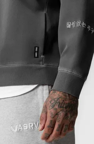 ASRV Tech Essential Distressed Crewneck - Faded Grey