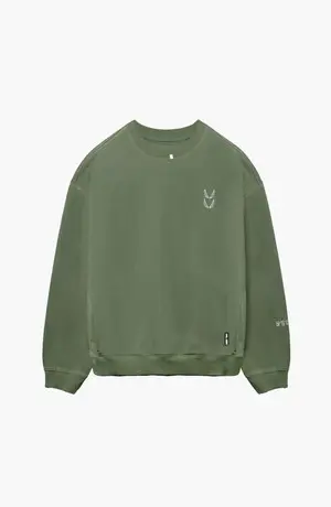ASRV Tech Essential Distressed Crewneck - Faded Olive