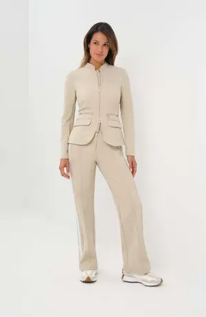 Anatomie Gisela Zip Front Twill Blazer - Champagne