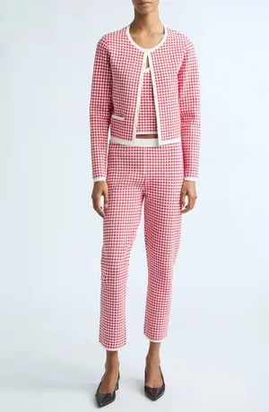 Posse Micah Gingham High Waist Crop Flare Pants - Red Gingham