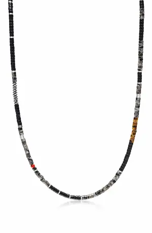 NIALAYA JEWELRY Onyx And Labradorite Heishi Necklace - Black