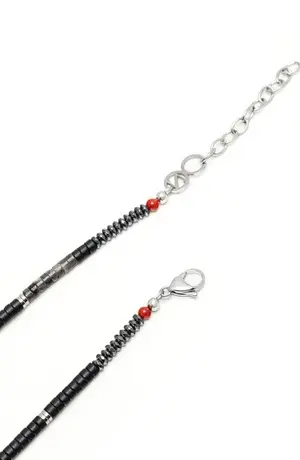 NIALAYA JEWELRY Onyx And Labradorite Heishi Necklace