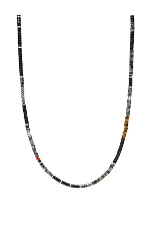 NIALAYA JEWELRY Onyx And Labradorite Heishi Necklace - Black