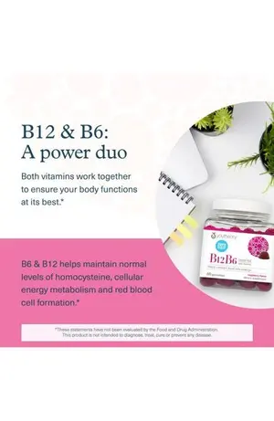 YOUTHEORY Vegan B12 B6 Brain Energy Immunity Support Gummies 60 Gummies