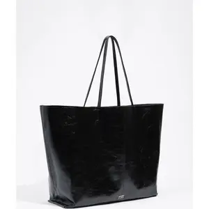Bimba Y Lola Shiny Leather Maxi Shopper Bag - Black