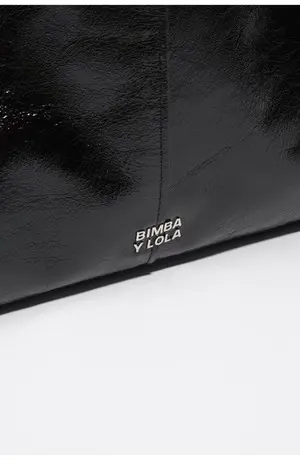 Bimba Y Lola Shiny Leather Maxi Shopper Bag - Black