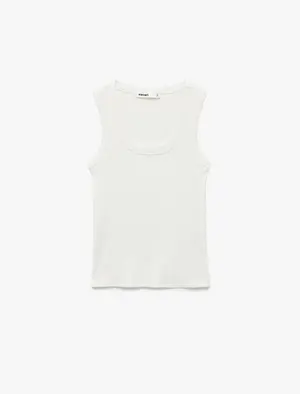 Koton Scoop Neck Ribbed Cotton Tank Top