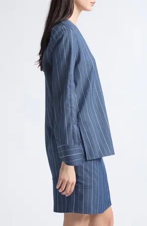 Emporio Armani Striped V-neck Blouse - Striped Blue