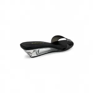KNEETOES Lexi Slip-ons With Transparent Straps And Sculpted Wedge Heel - Black