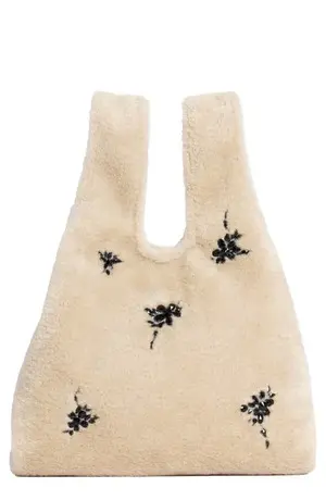 Simone Rocha Mini Faux Fur Shopper Bag With Embellishment - Blonde/jet
