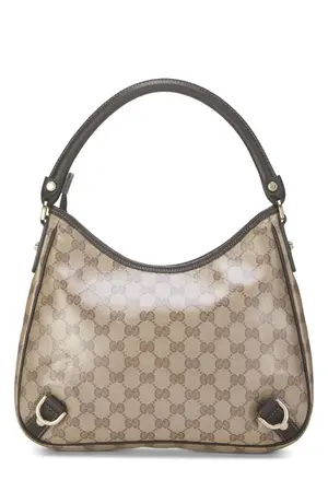 Gucci Original Gg Crystal D-ring Abbey Hobo Bag - Brown