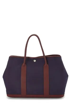 Hermès Rouge Sellier & Bleu Obscur Toile Garden Party Pm Navy