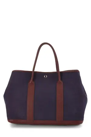 Hermès Rouge Sellier & Bleu Obscur Toile Garden Party - Navy
