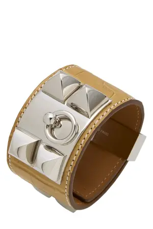 Hermès Beige Alligator Collier De Chien Small