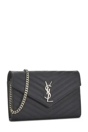 Saint Laurent Grainy Monogram Wallet On Chain