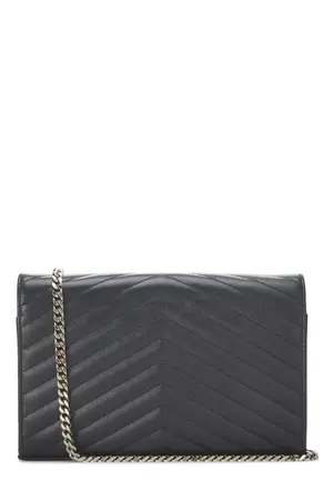 Saint Laurent Grainy Monogram Wallet On Chain