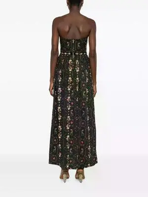Agua Bendita Lienzo Strapless Floral-print Maxi Dress - Black