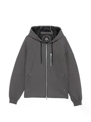 Moose Knuckles Drawstring-hooded Logo-patch Jacket - Grey