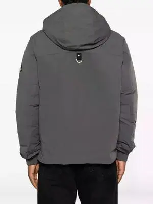 Moose Knuckles Drawstring Hooded Logo Patch Jacket - Grey