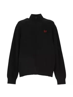 Balenciaga Double Face Cotton Knit Zip Up Sweater