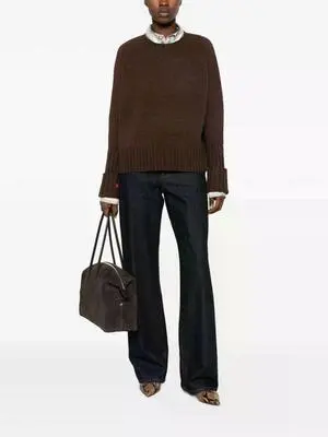 Tory Burch Ribbed-knit Raglan-sleeve Knit With Floral Embroidery