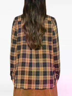 Pinko Embellished Checked Shirt With Classic Collar - Brown