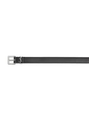 Saint Laurent Cassandre Leather Belt - Black