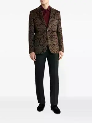Etro Single-breasted Cotton Jacket With Crystals And Damask Motif