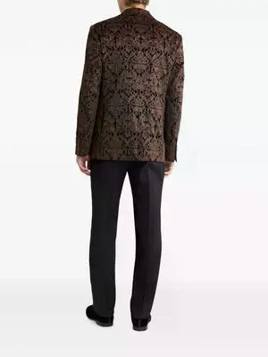 Etro Single-breasted Cotton Jacket With Crystals And Damask Motif