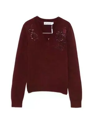 SELF-PORTRAIT Sequin-embellished Floral-patch Sweater