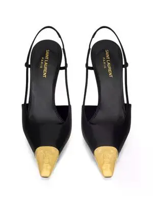 Saint Laurent Jeanne Slingback Pumps In Smooth Leather